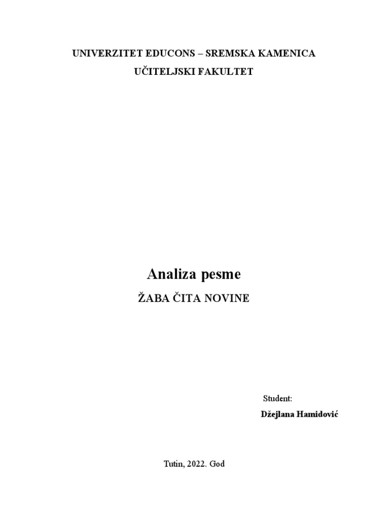 Analiza Pesme 3 | PDF