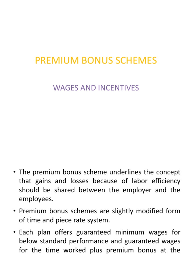 Premium Bonus Schemes | PDF