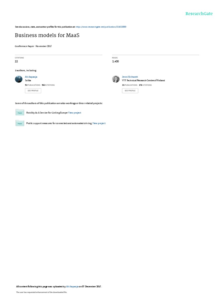 Business Models For MaaS | PDF | Business Model | Value (Economics)
