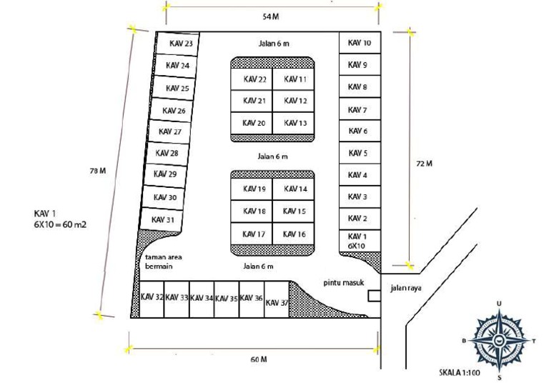 Site Plan Perumahan 6X10 | PDF