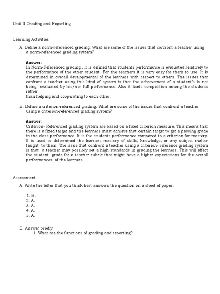 Dulutalias - Module 2 - Unit 3 Grading and Reporting | PDF | Teachers ...
