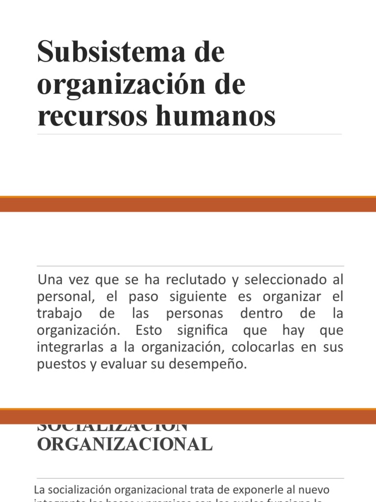 Subsistema de Organización de Recursos Humanos | PDF | Negocios