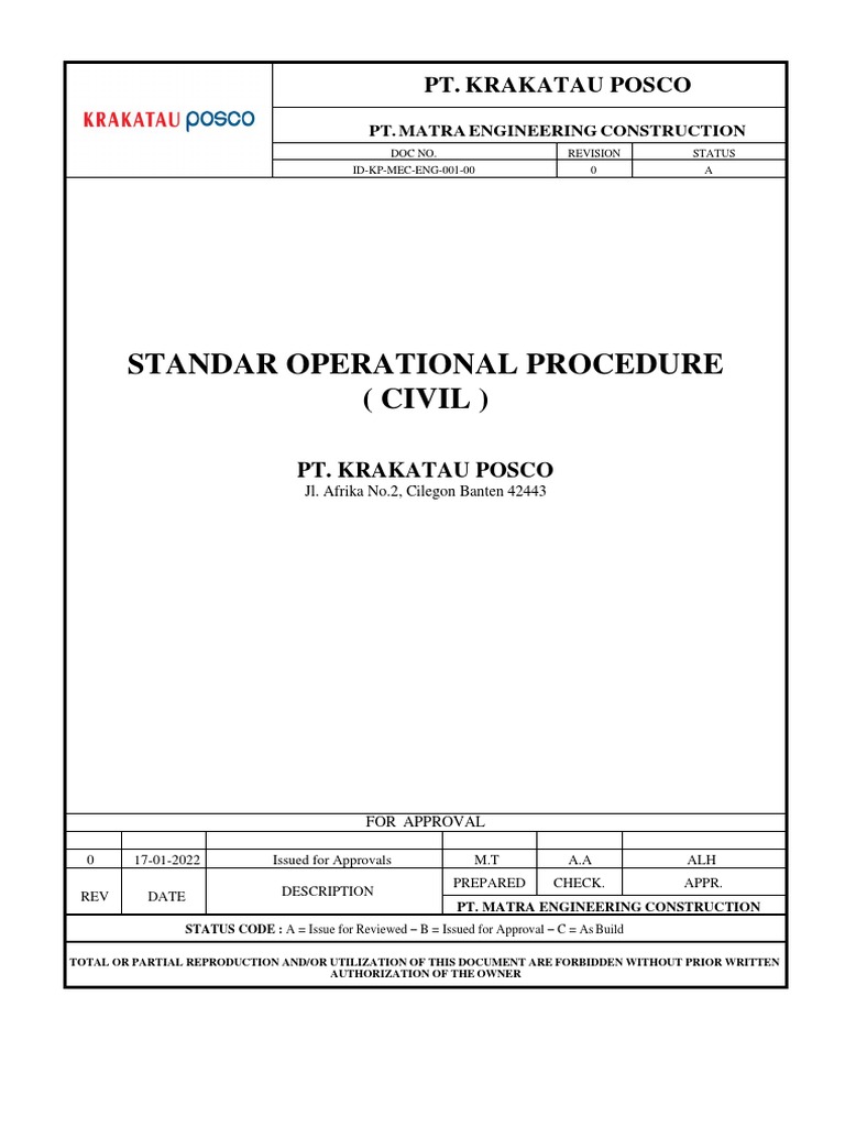 Standar Operational Procedure (Civil) | PDF | Concrete | Materials