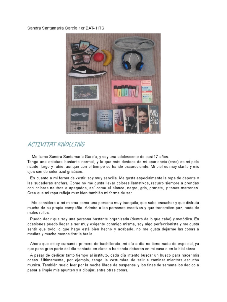 Knolling Sandra Santamaría García 1er BAT - HTS | PDF