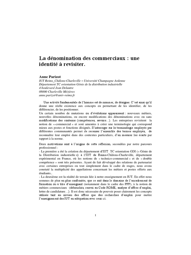 Réinventer l'identité des commerciaux | PDF | Concept | Sodles