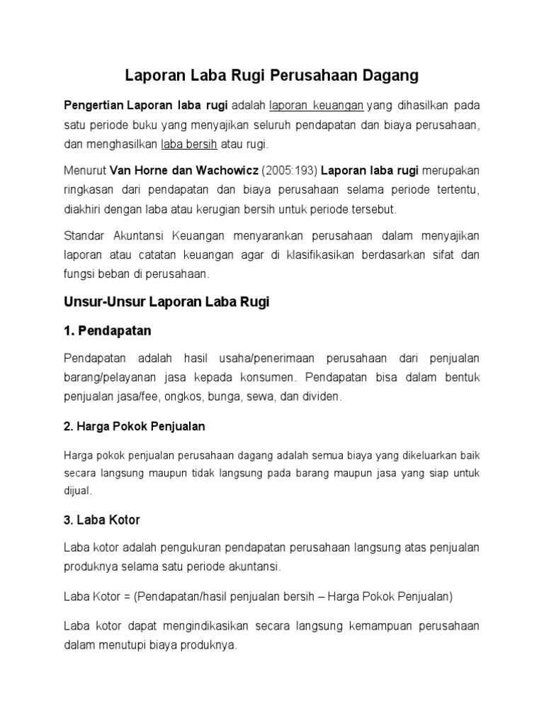 Laporan Laba Rugi Perusahaan Dagang | PDF | Bisnis | Hukum