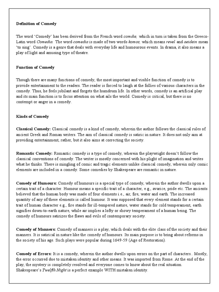 Comedy Pdf Comedy Play Theatre