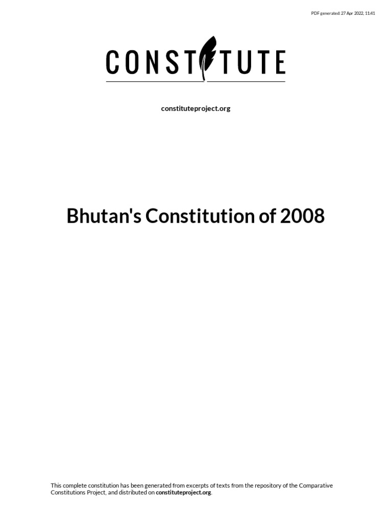 Konstitusi Bhutan | Download Free PDF | Governance | Social Institutions