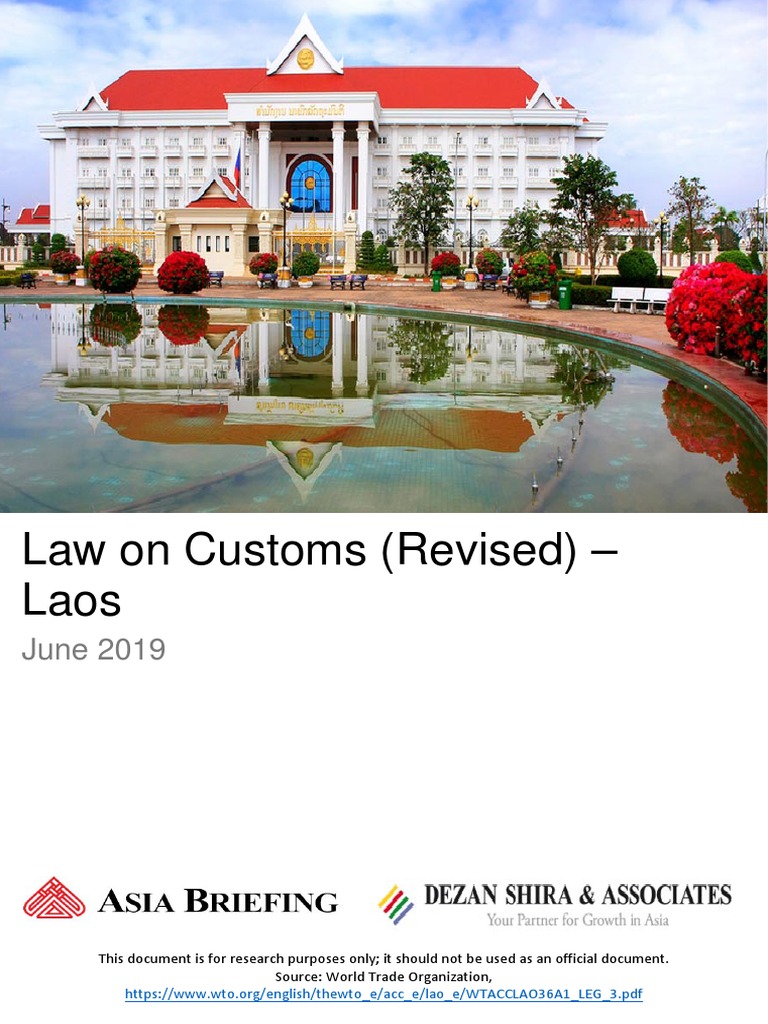Law On Customs - Laos | PDF | Customs | Tariff