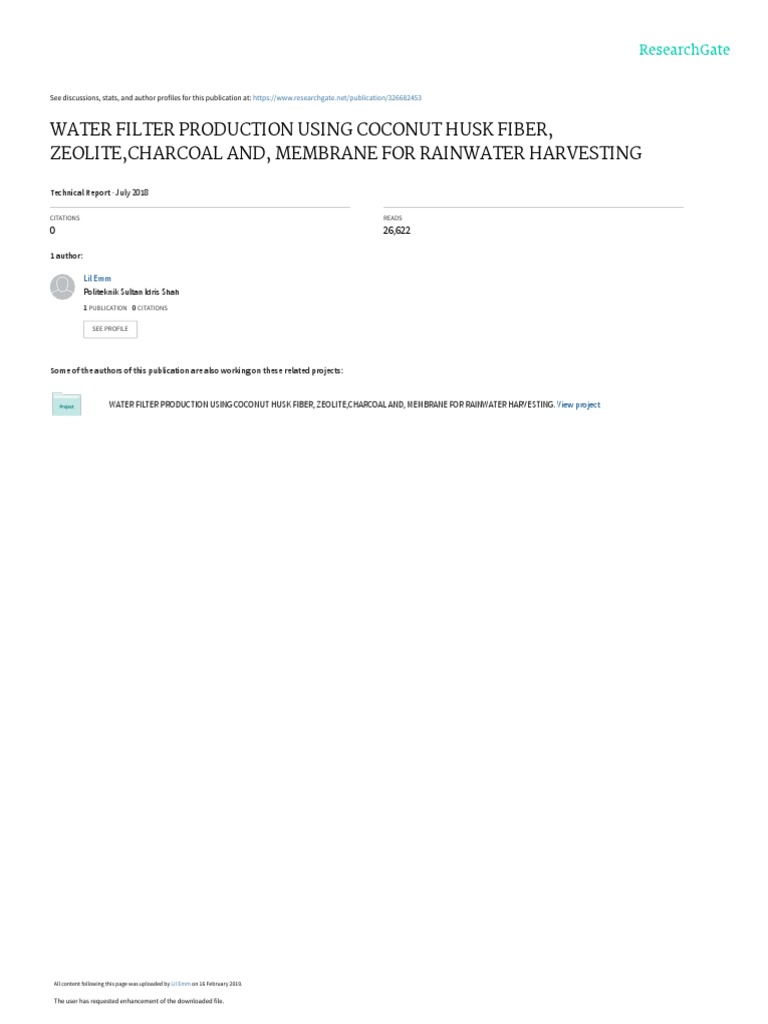 Water Filter Production Using Coconut Husk Fiber, Zeolite, Charcoal And ...