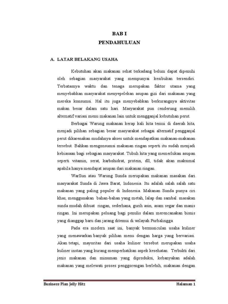 Contoh Proposal Business Plan | PDF