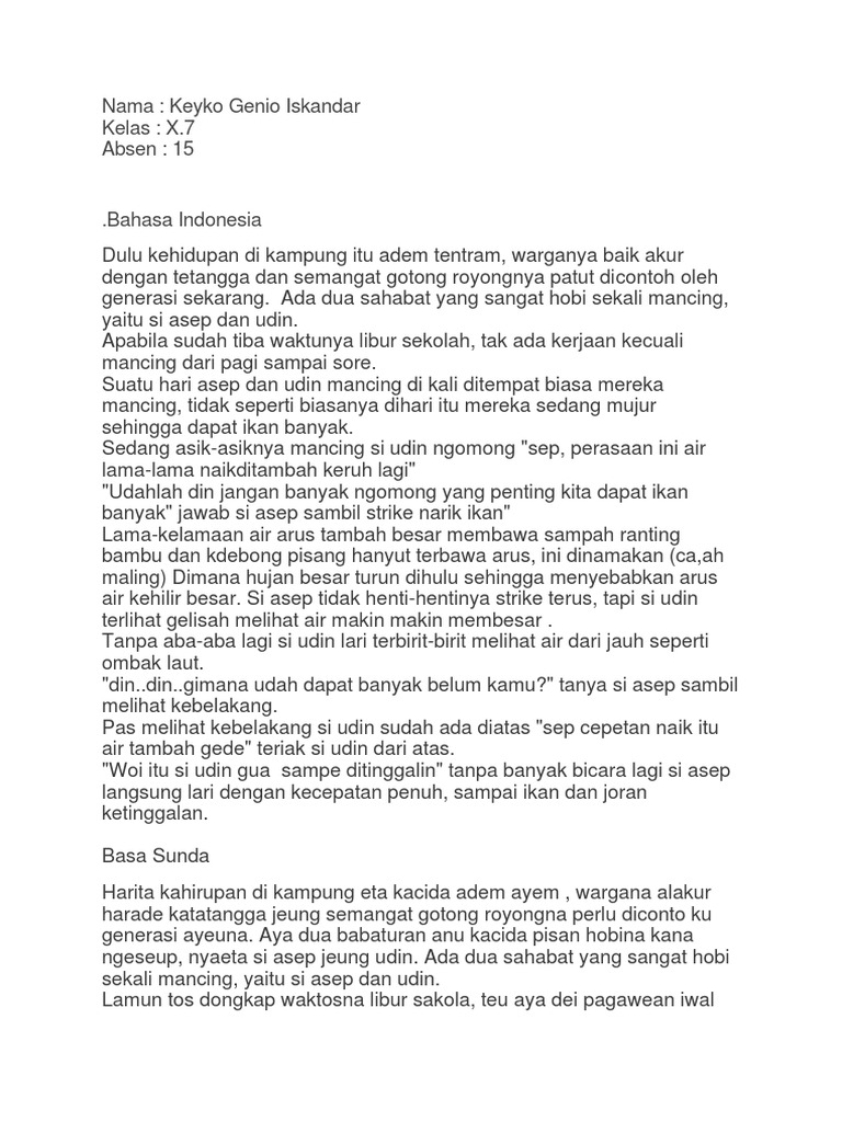 Petualangan Asep dan Udin Mancing | PDF