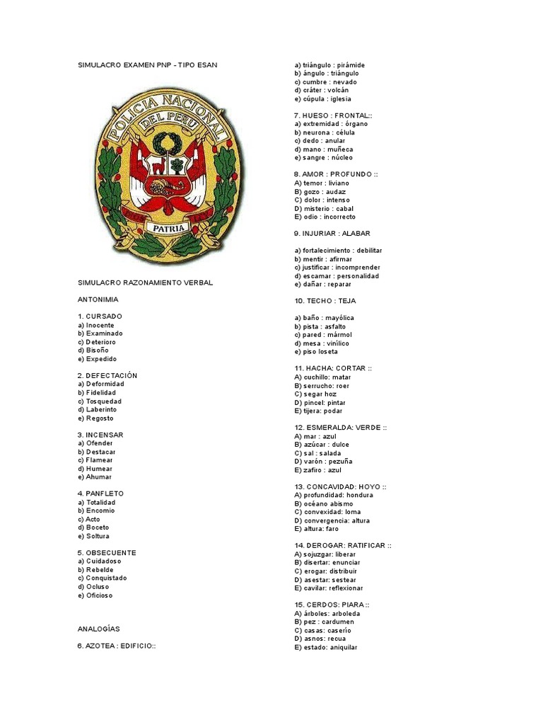 Examen PNP | PDF | Perú