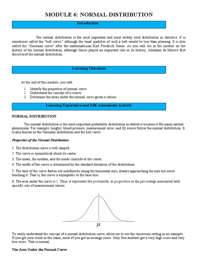 MODULE Normal Distirbution | PDF | Normal Distribution | Standard Score