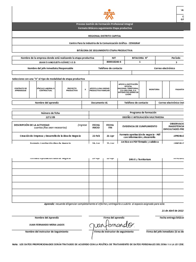 GFPI-F-147 Formato Bitácora Etapa 28 | PDF | Blog | Multimedia