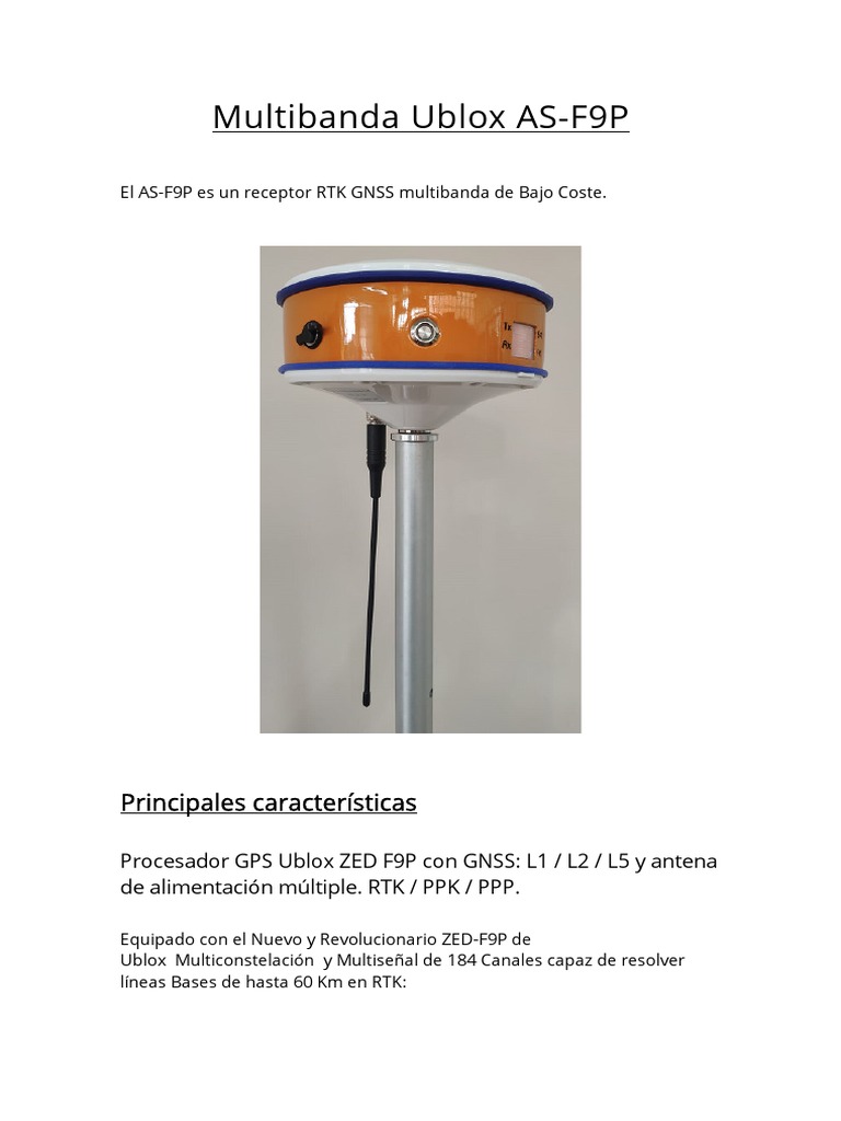GPS Ublox AS-F9P | PDF | Radio | Sistema de Posicionamiento Global
