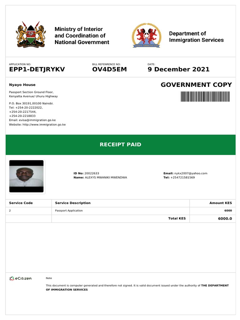 Immigration Receipt | PDF | Document | International Law