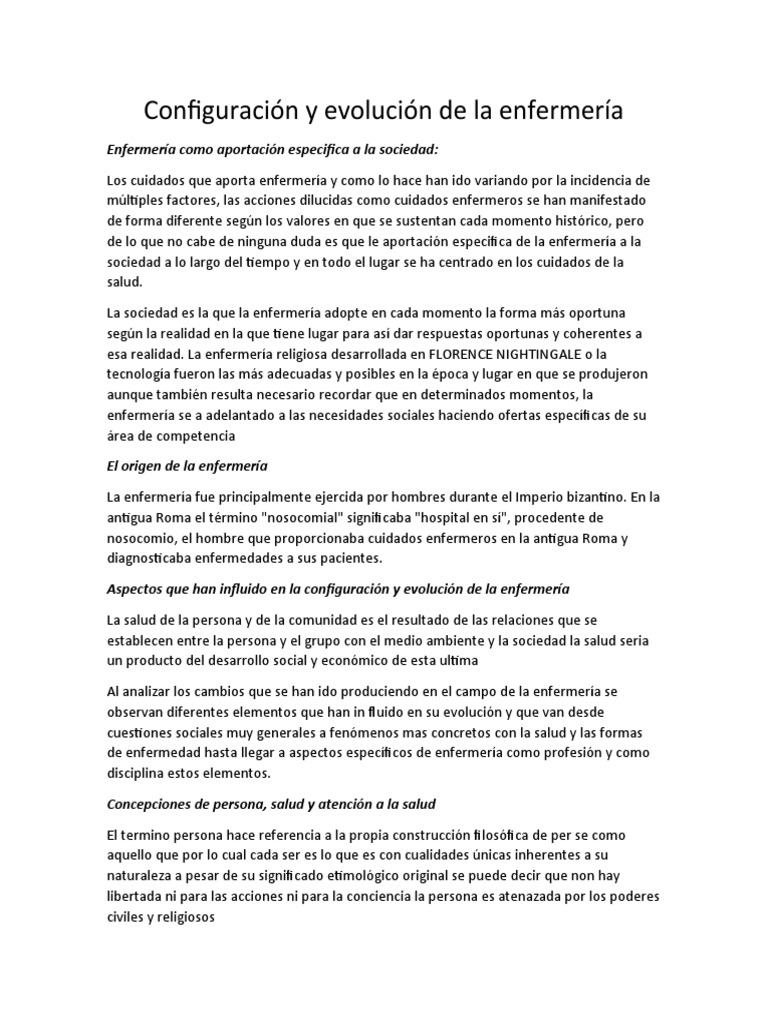 Configuración y Evolución de La Enfermería 2 | PDF | Enfermería | Science