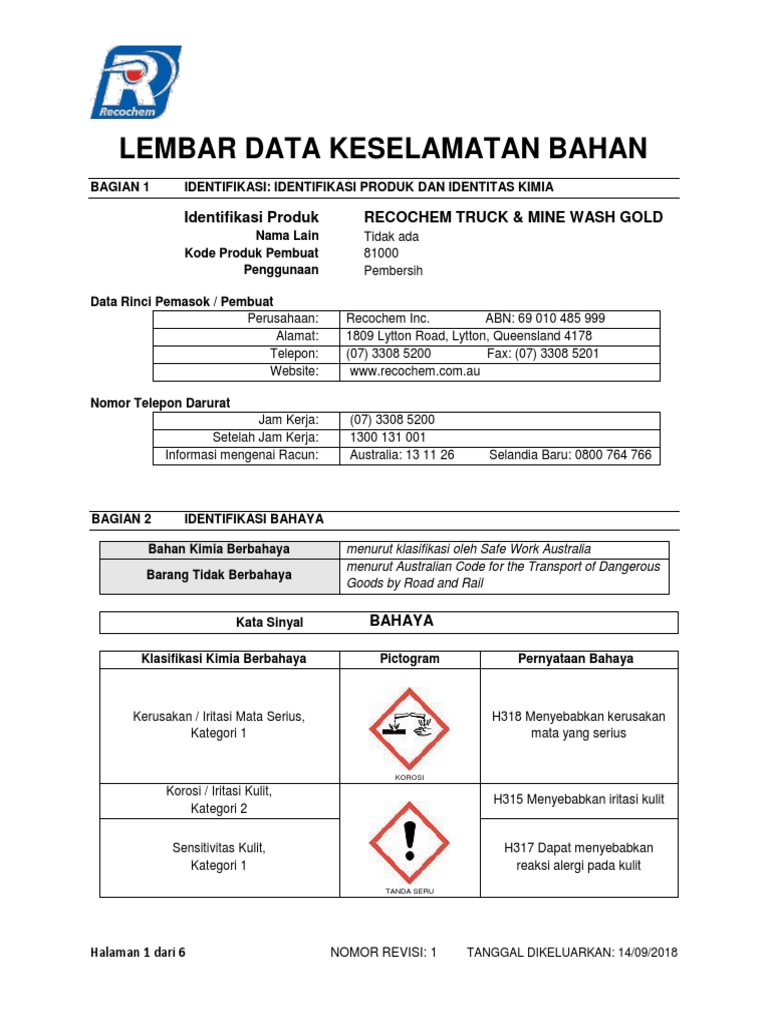TMW Gold - Indonesia MSDS | PDF