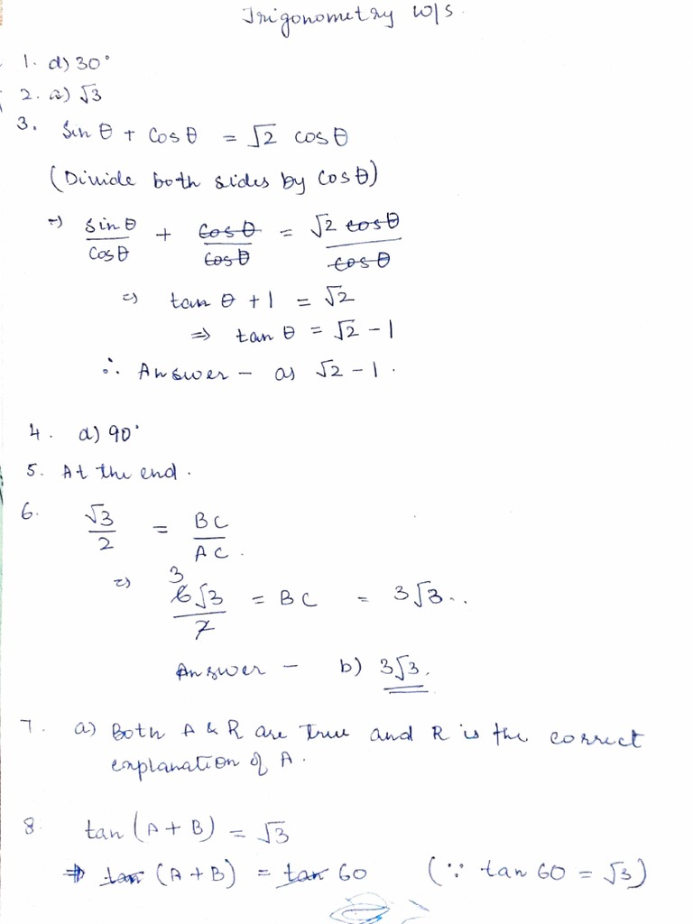 Trigonometry Answers | PDF