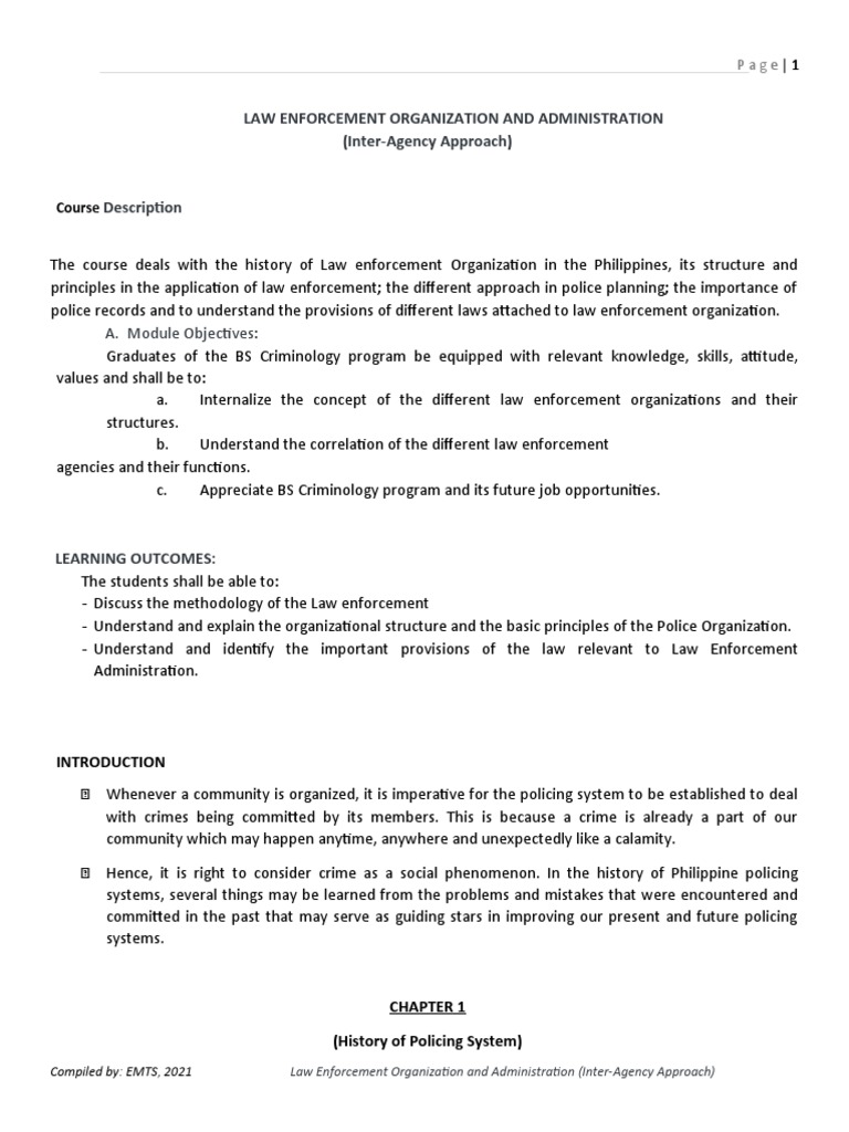 Law Enforcement Organization And Administration Pdf Police Crime