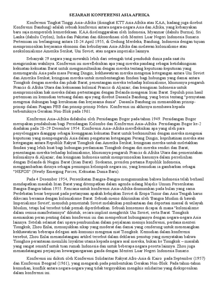 Sejarah Konferensi Asia Afrika | PDF