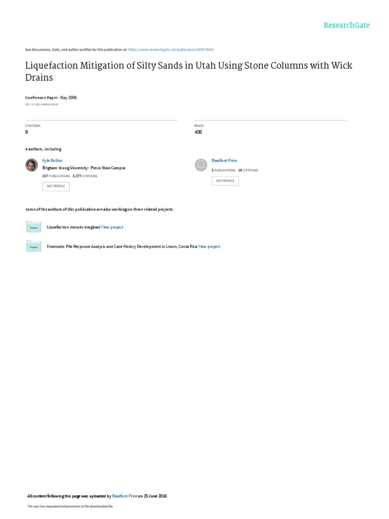 Liquefaction Mitigation of Silty Sands in Utah | PDF | Silt | Soil Science