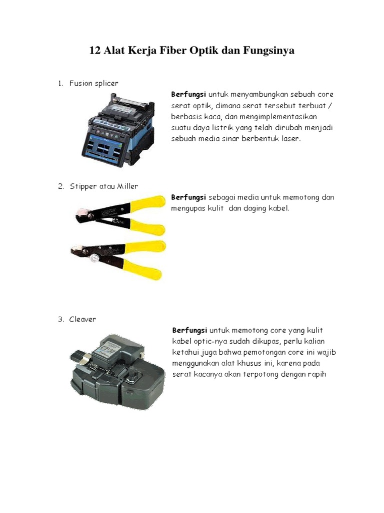 12 Alat Kerja Fiber Optik Dan Fungsinya | PDF