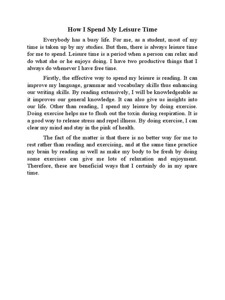 Productive Ways to Spend Leisure Time | PDF