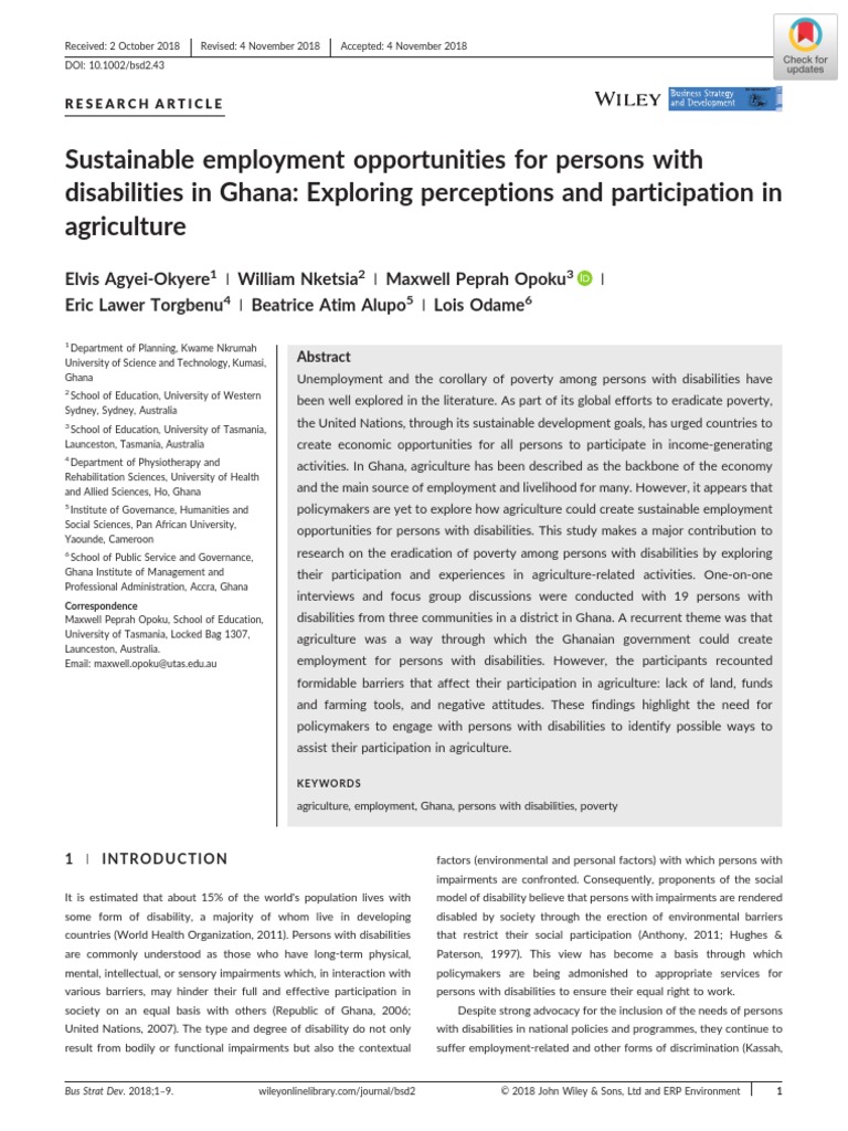 IMPORTANTE Sustainable Employment Opportunities For | PDF | Disability ...