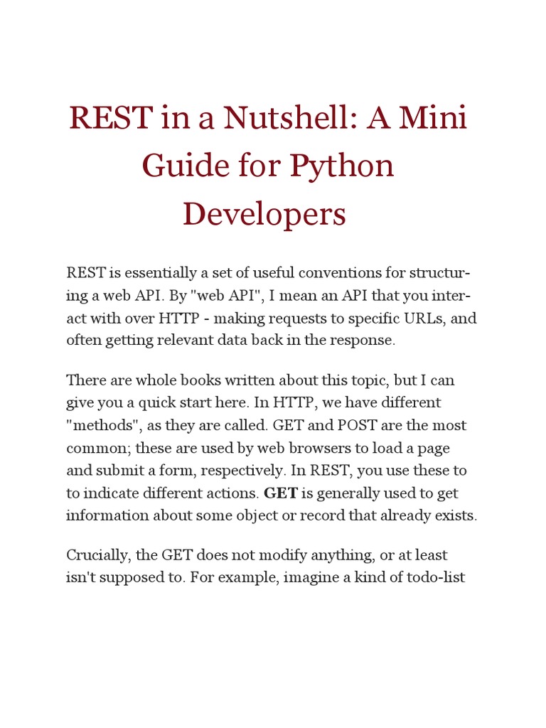 Rest API Python Guide | PDF | Hypertext Transfer Protocol | World Wide Web