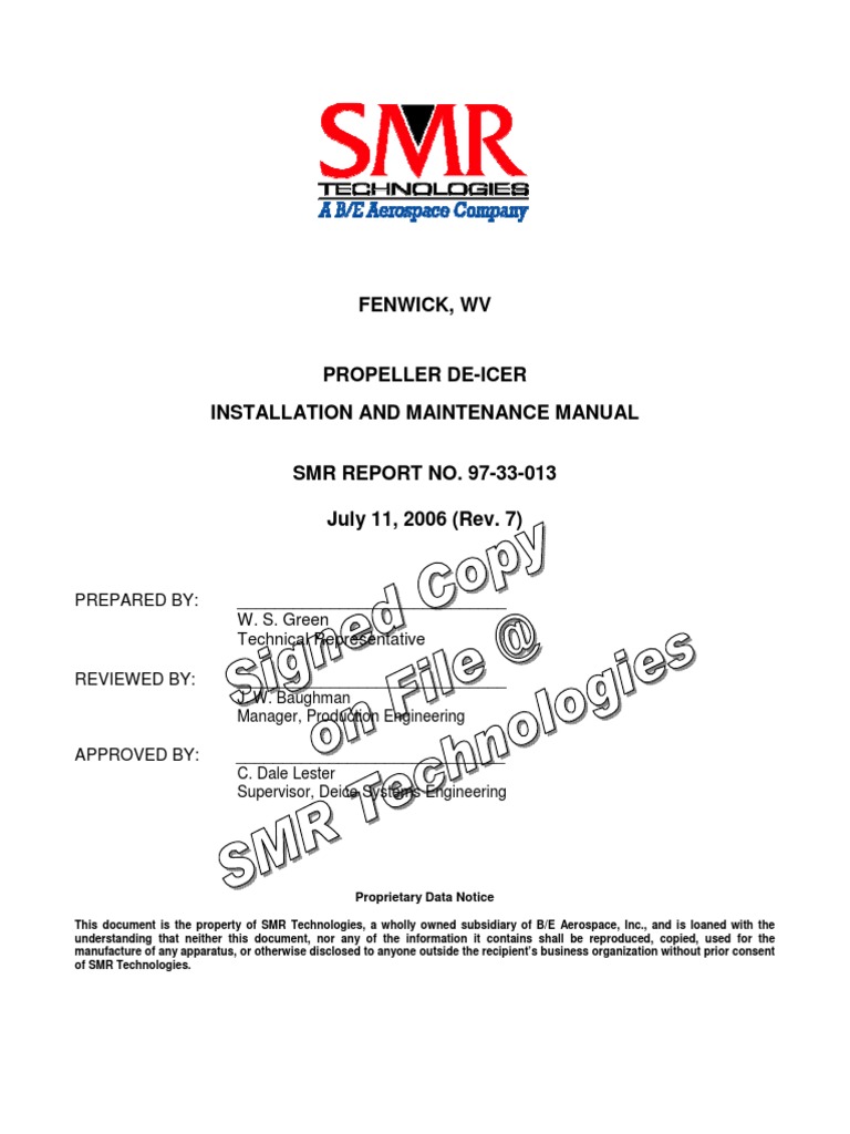SMR Propeller De-Icer Installation and Maintenance Manual | PDF | Adhesive | Blade