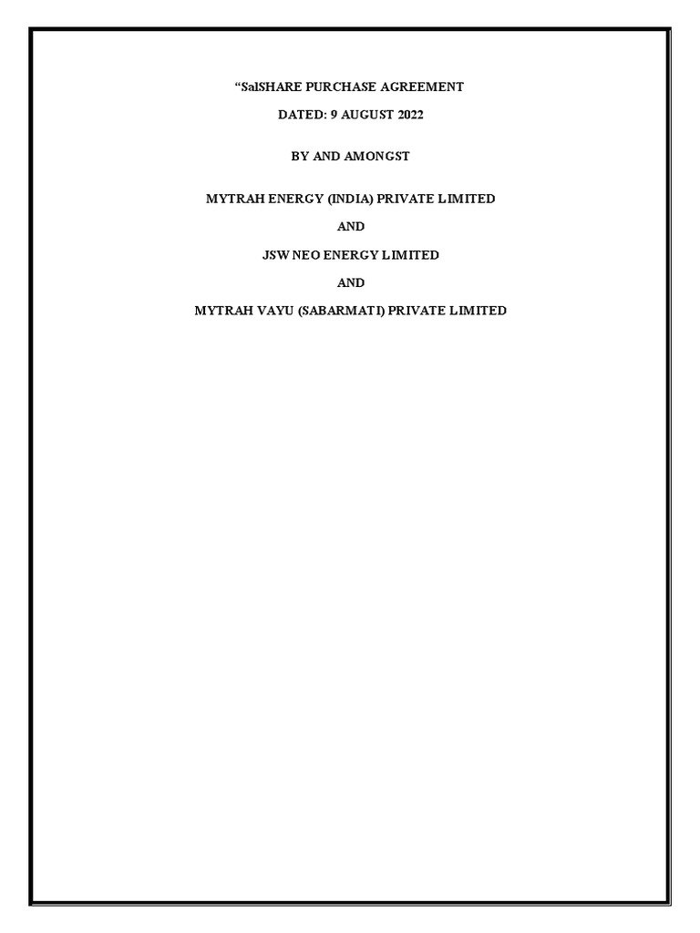 MVSBPL SPA Execution Version | PDF | Stocks | Income Statement