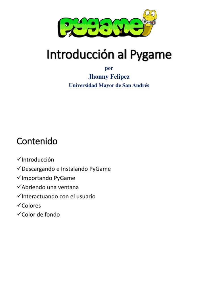 01-Introducción Al Pygame | PDF | Ventana (informática) | Programación