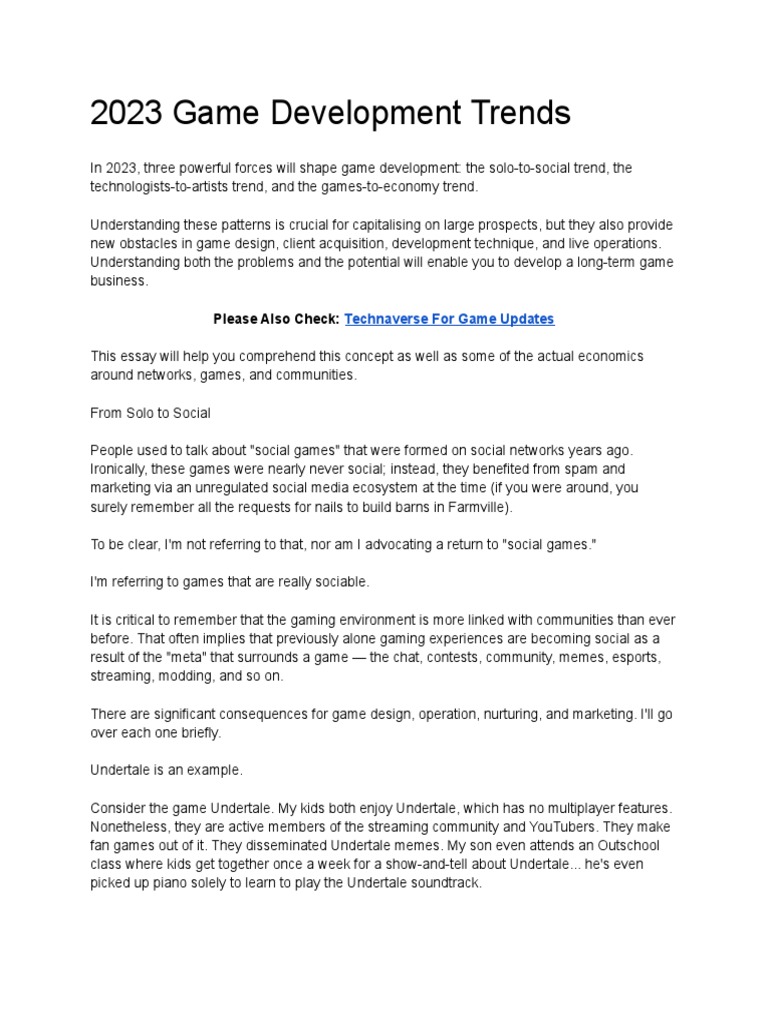 2023 Game Development Trends | PDF | Economies