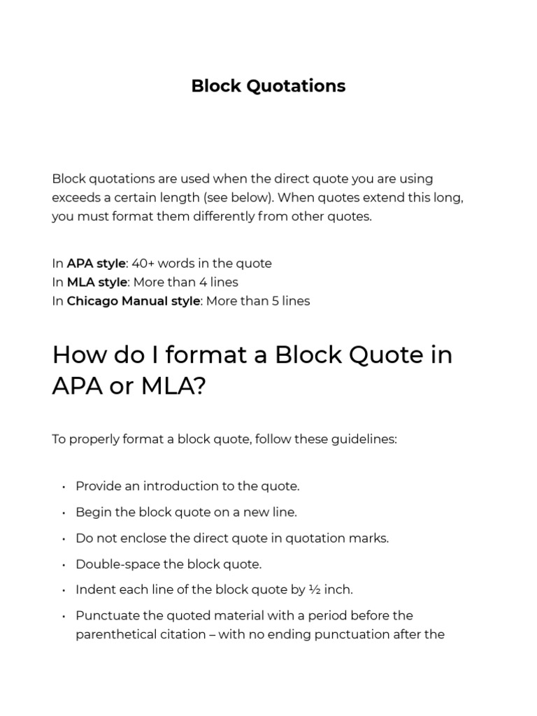 Block Quotations - UAGC Writing Center | PDF | Citation | Apa Style