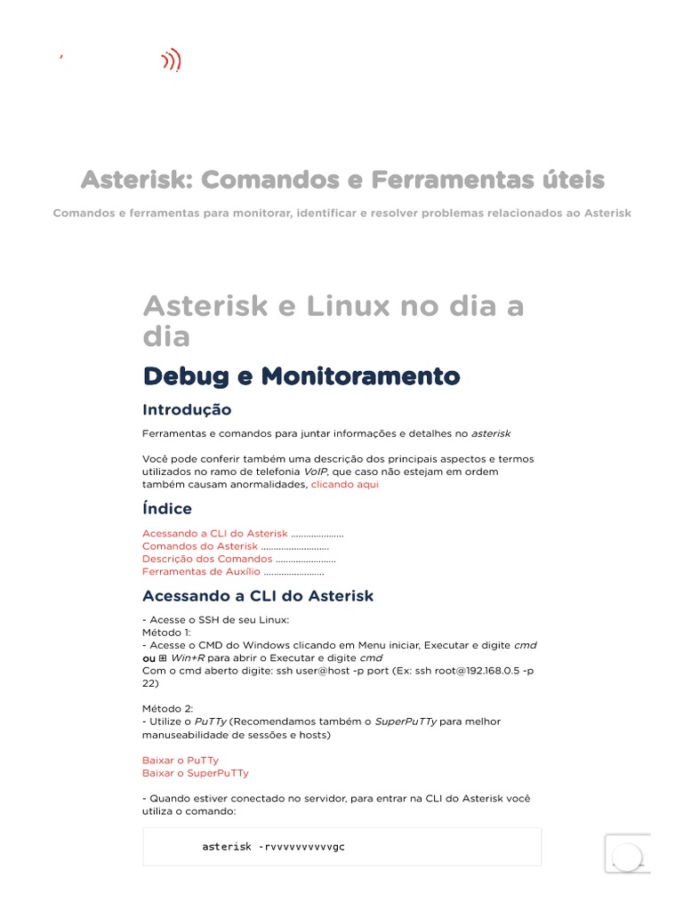 Asterisk - Comandos Úteis e Ferramentas de Monitoramento | Download grátis PDF | Protocolo de ...