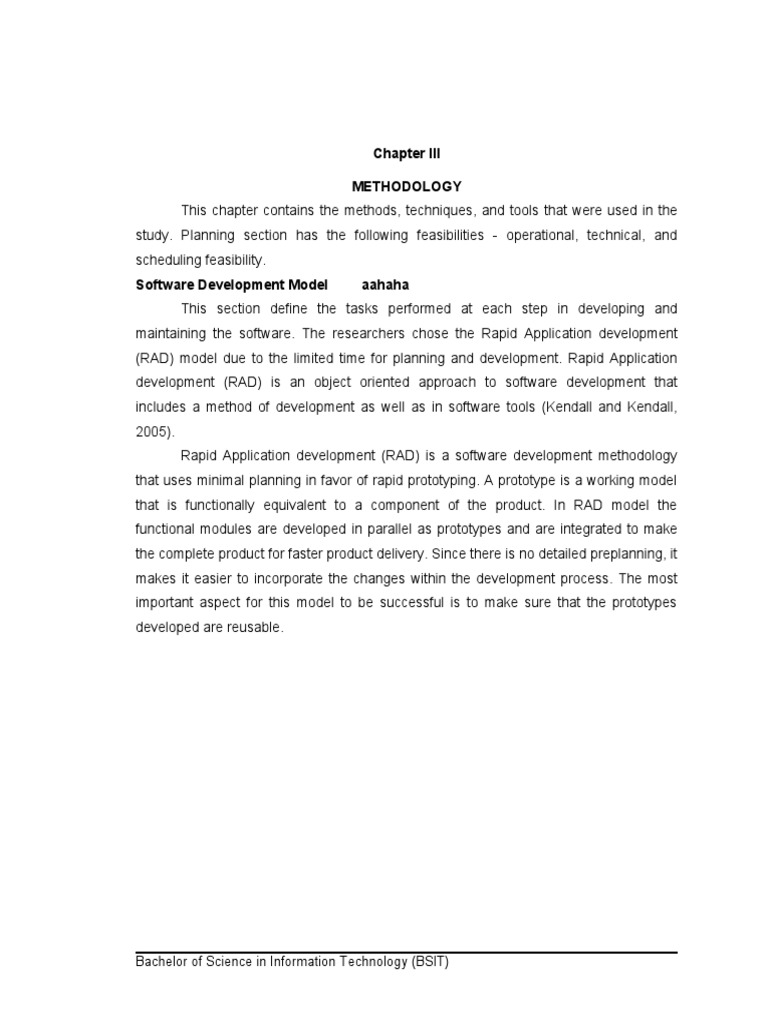 Chapter ІII Methodology: Bachelor of Science in Information Technology (BSIT) | PDF | Software ...