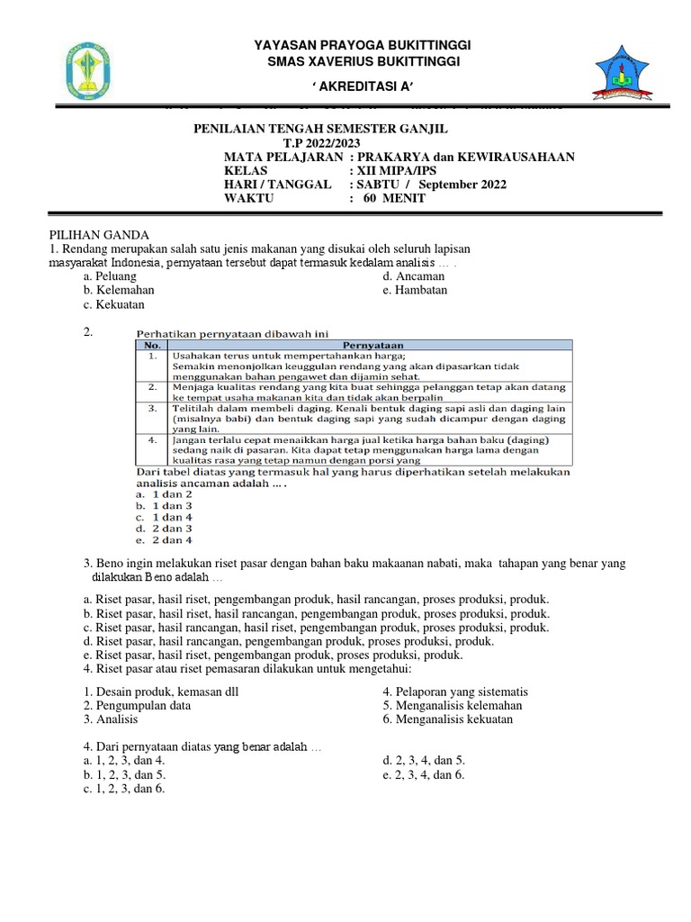 Pkwu Pts Xii Mipa-Ips 2022 | PDF
