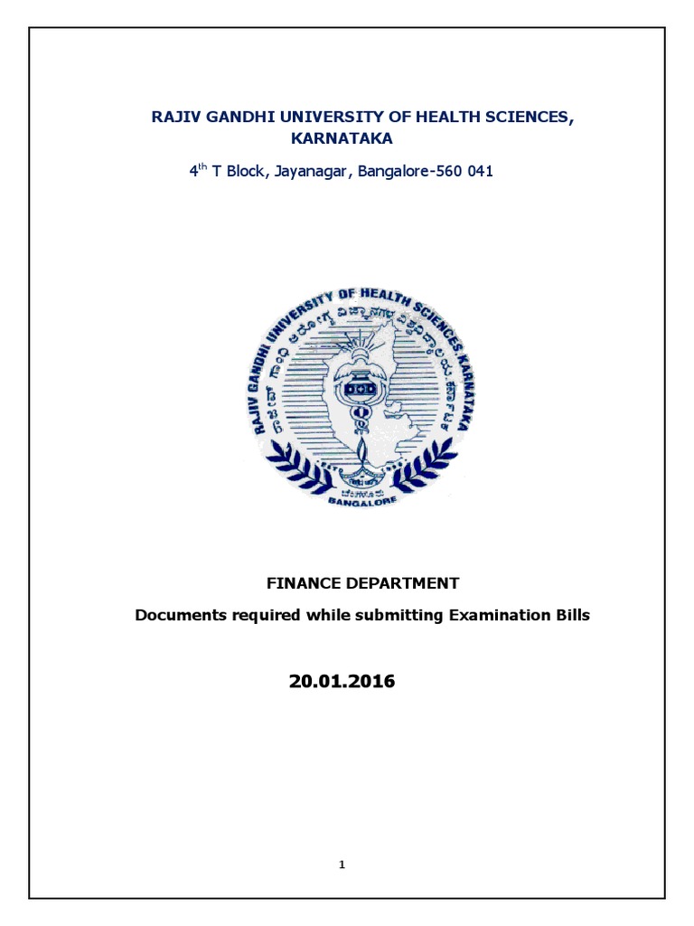 RGUHS Exam Bills Requirements | PDF