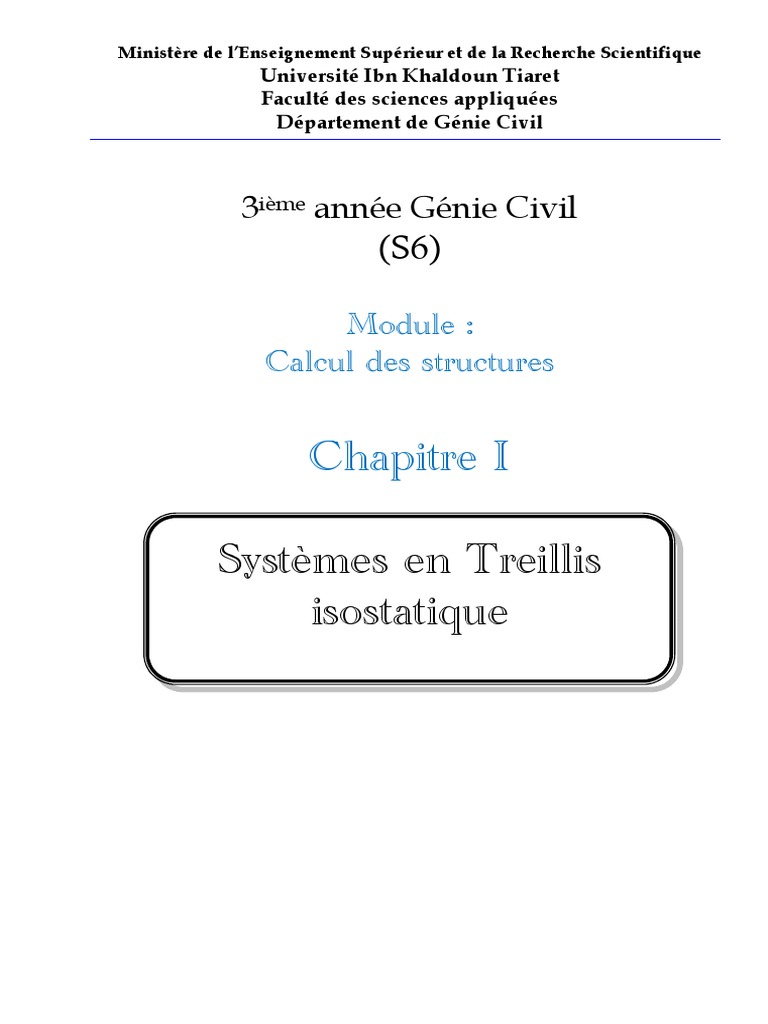 Chapitre I - Systèmes en Treillis Isostatique | PDF | Treillis ...
