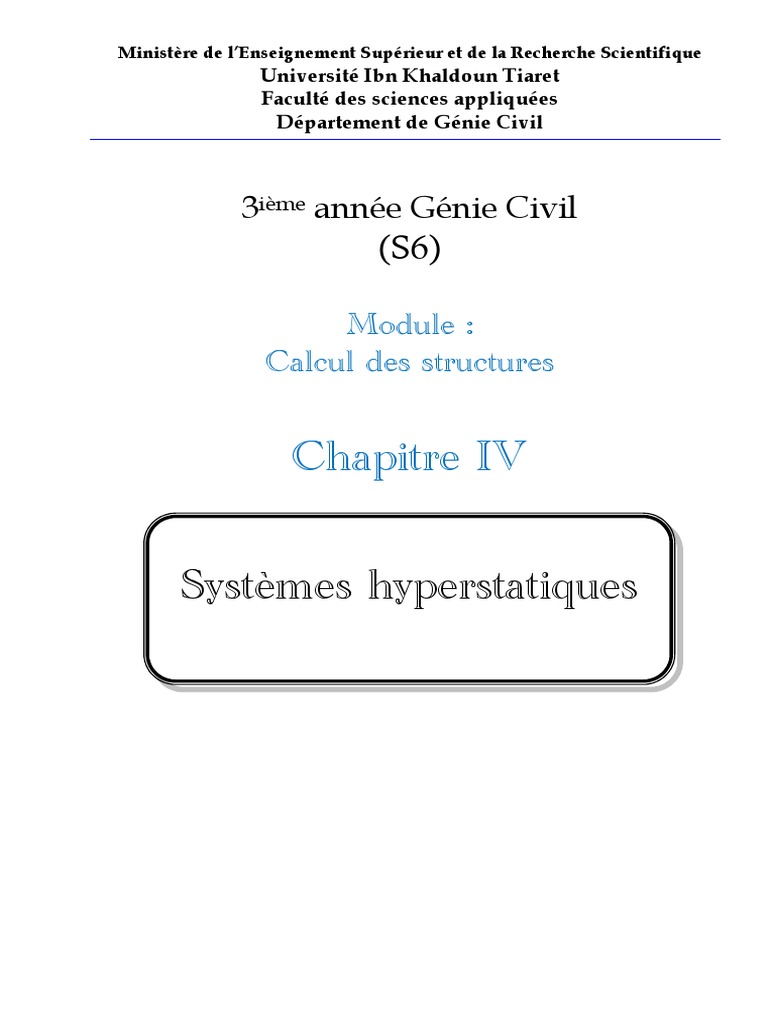 Chapitre IV - Systèmes Hyperstatiques | PDF | Génie parasismique | Ingénierie des structures