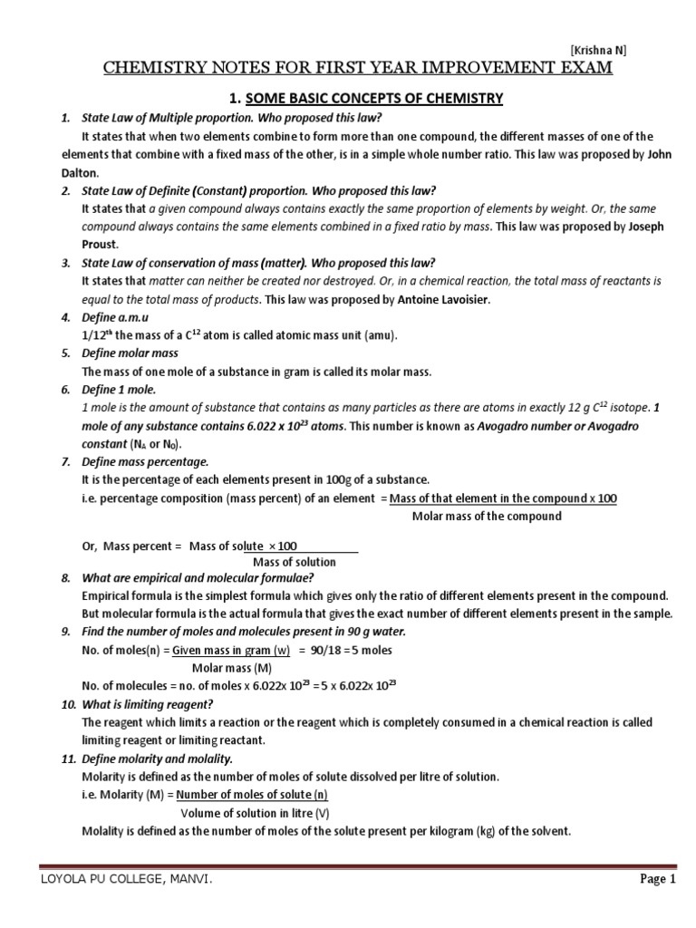 Passing Package Chemistry 11 | PDF | Gases | Acid