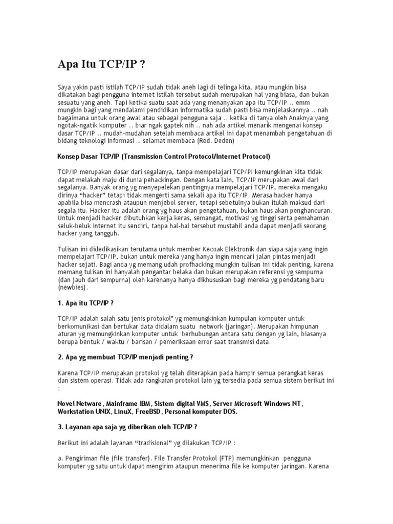 Apa Itu TCP IP | PDF