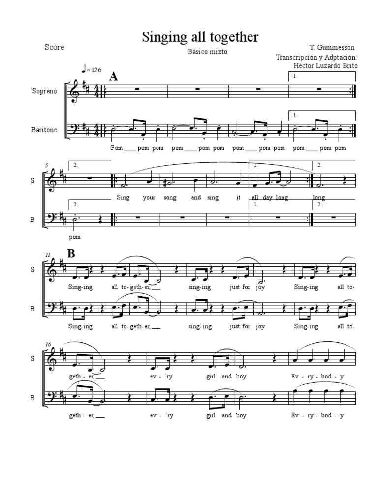 Singing All Together - Partitura | PDF