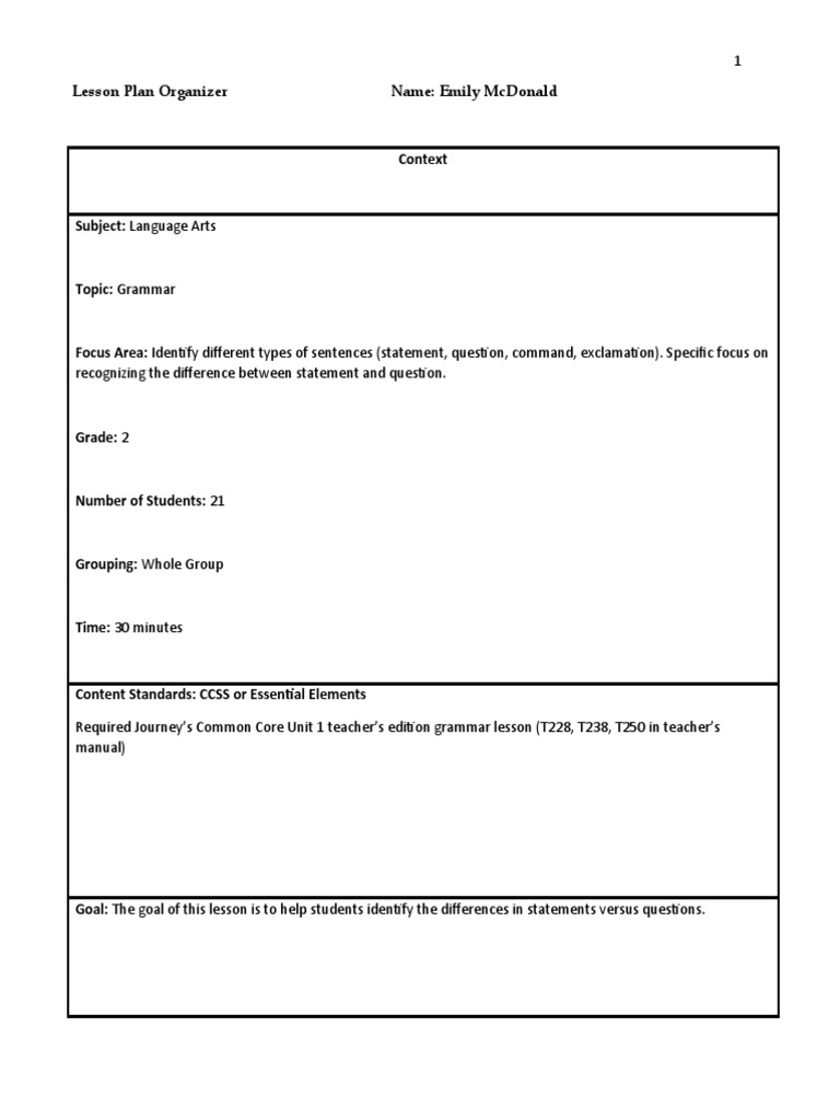 2nd Grade Grammar: Statements vs. Questions | PDF | Question | Lesson Plan