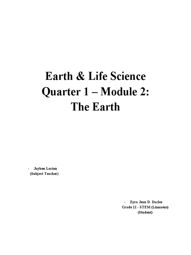 Earth & Life Science Module 2 | PDF | Earth | Planetary Core