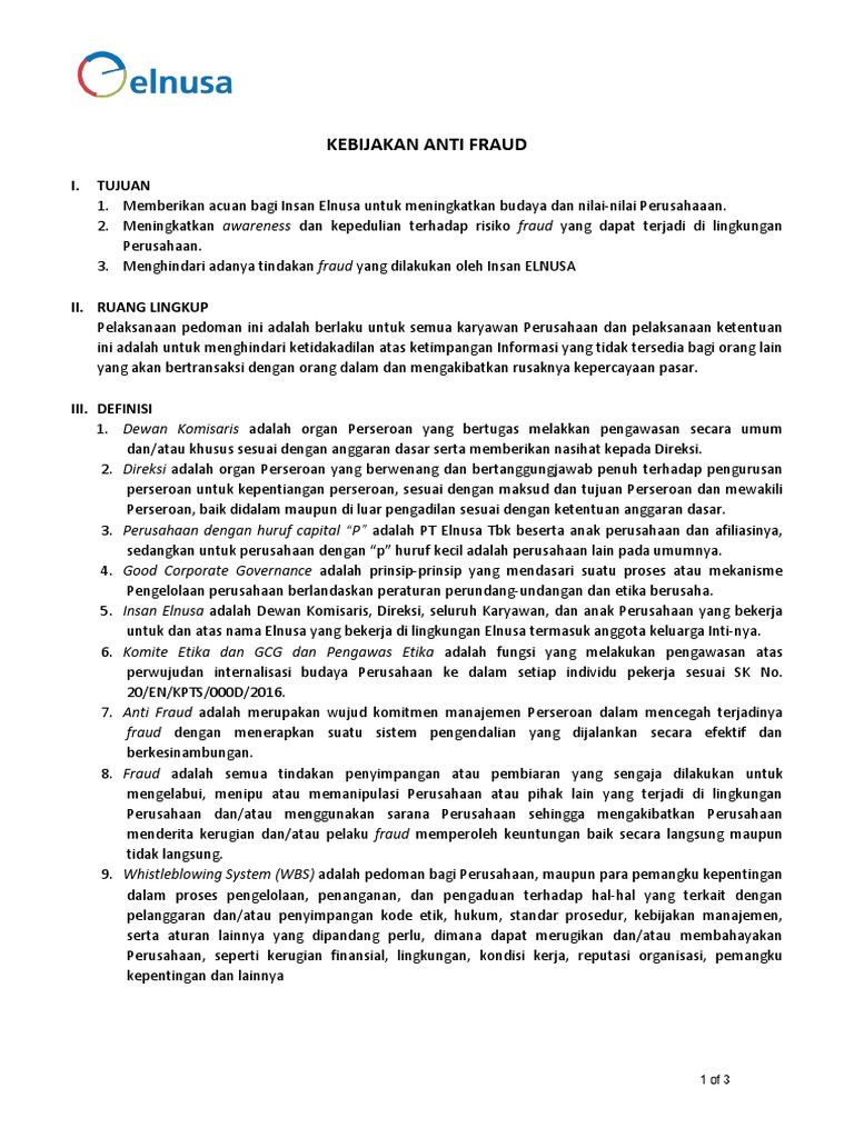 Elnusa Anti-Fraud | PDF