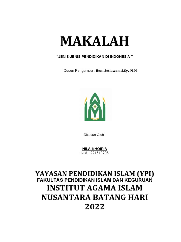 Jenis-Jenis Pendidikan di Indonesia | PDF