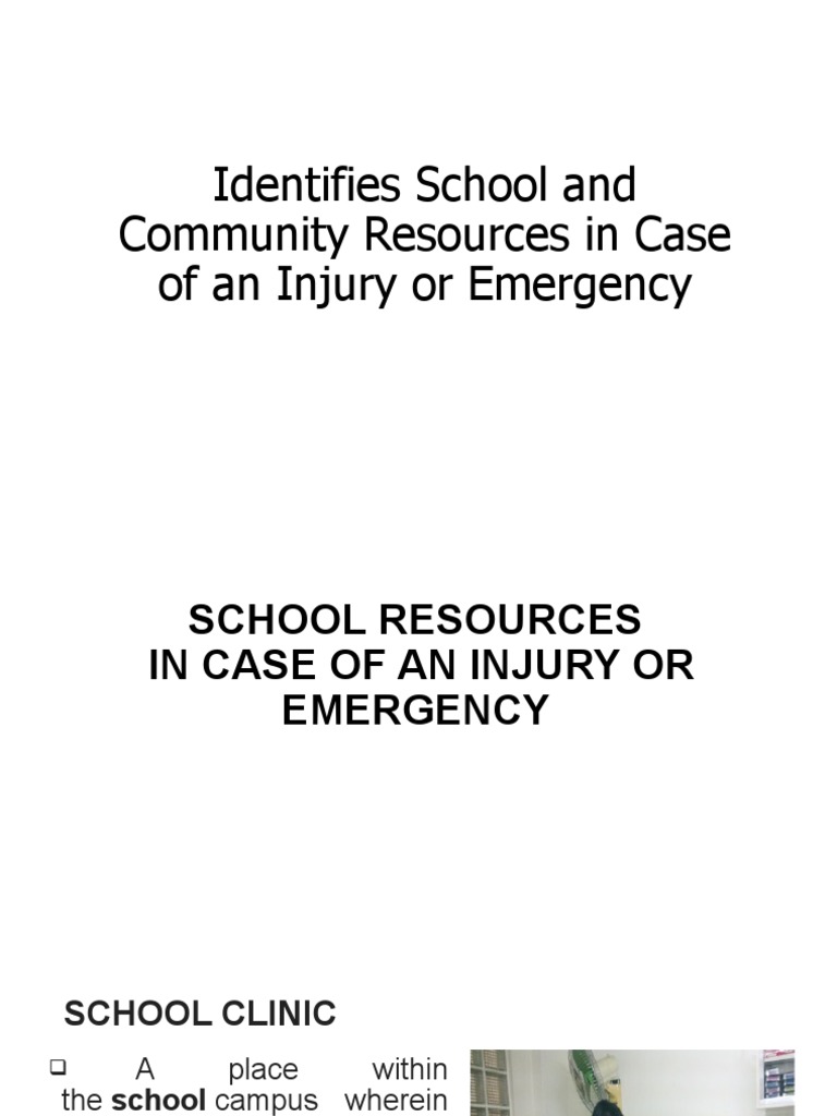 Identifies School and Community Resources in Case of Injury or ...